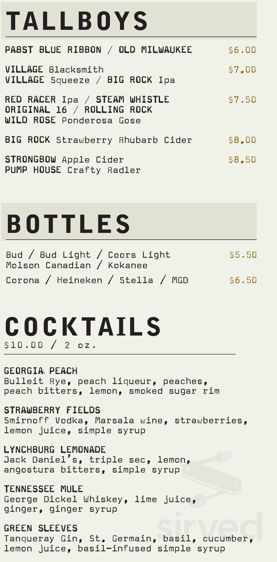 Main Street Beer & BBQ menu in Airdrie, Alberta, Canada