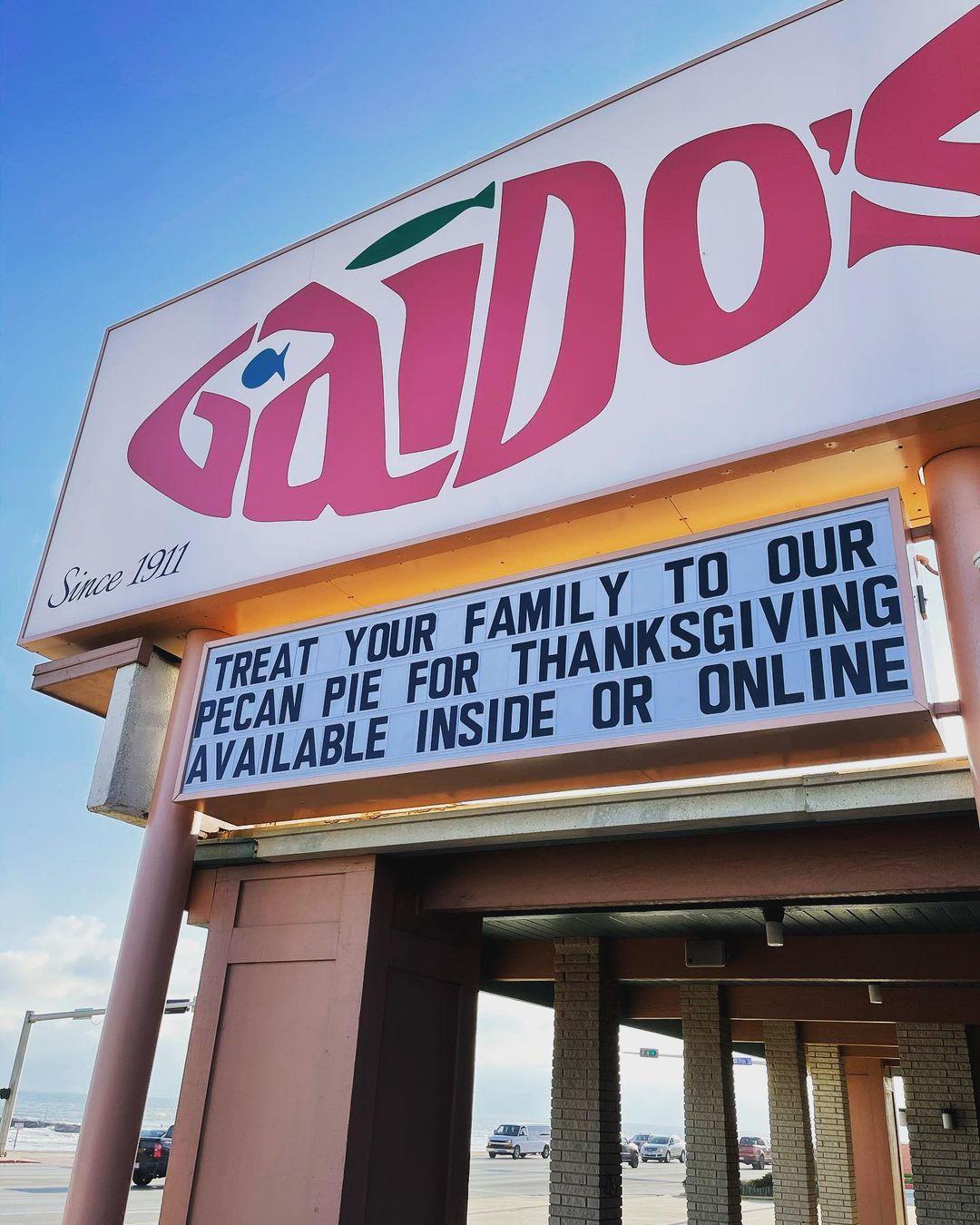 Gaido's menu in Galveston, Texas, USA