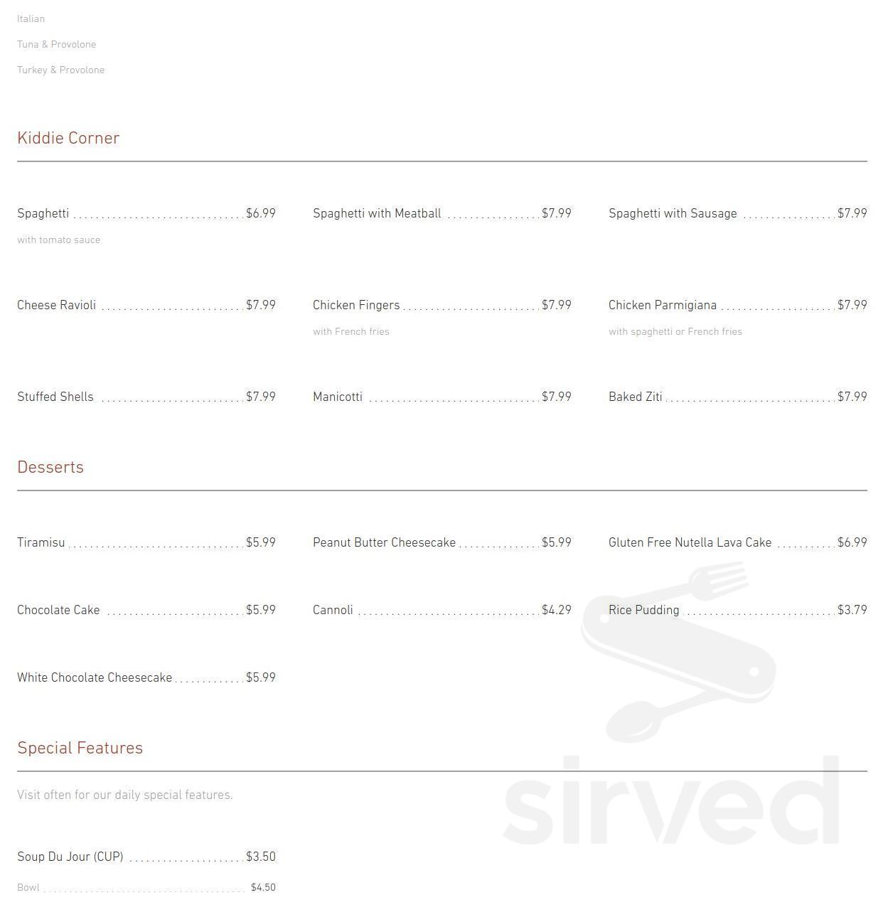 Bruno Scipioni's Italian Ristorante & Pizzeria menu in Bethlehem ...