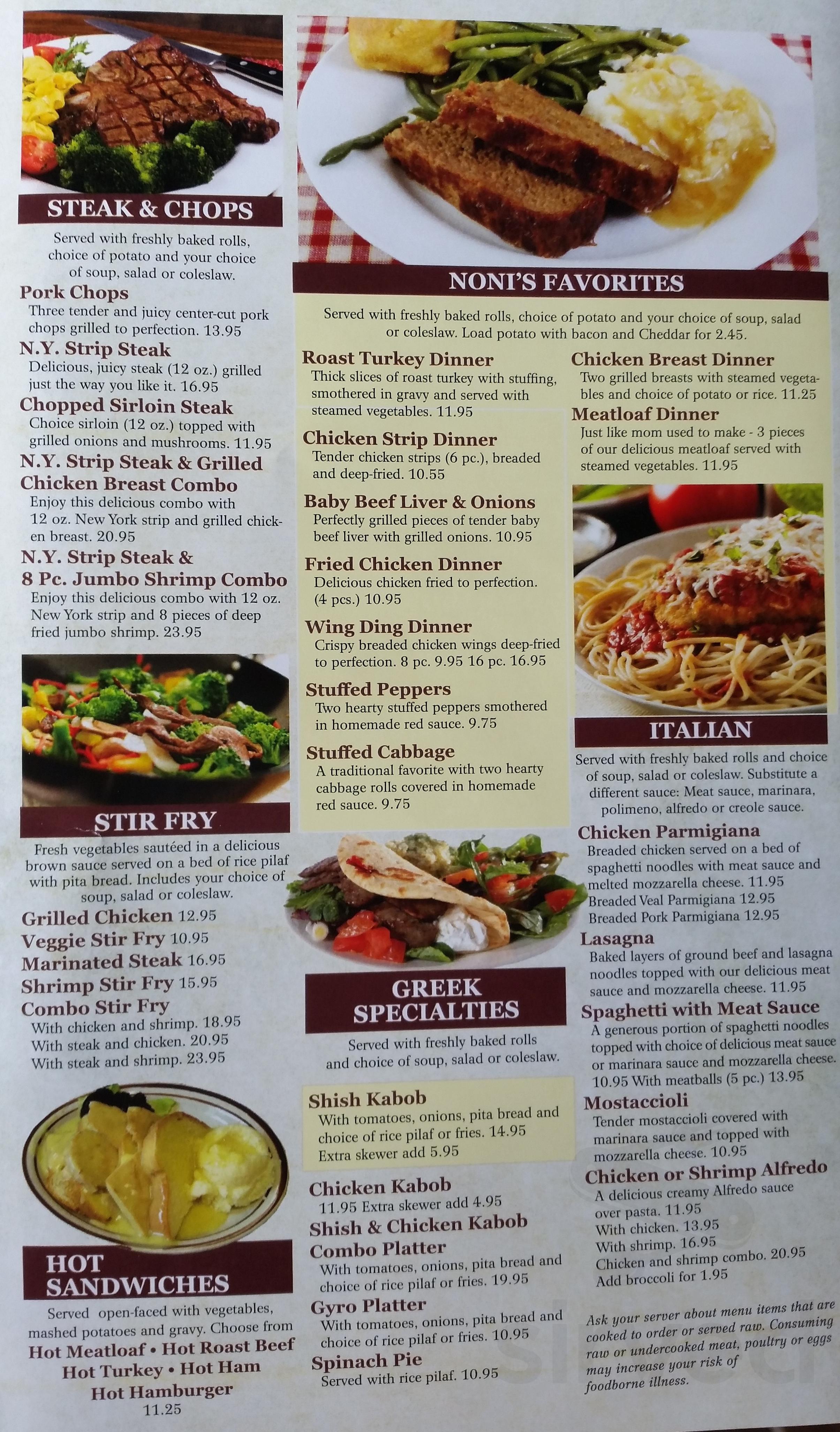 Noni's Grille of Troy menu in Troy, Michigan, USA