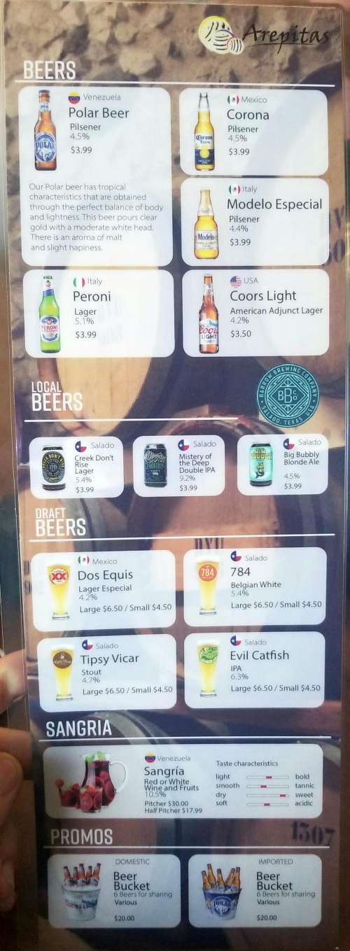 Arepitas (Harker Heights) menu in Harker Heights, Texas, USA