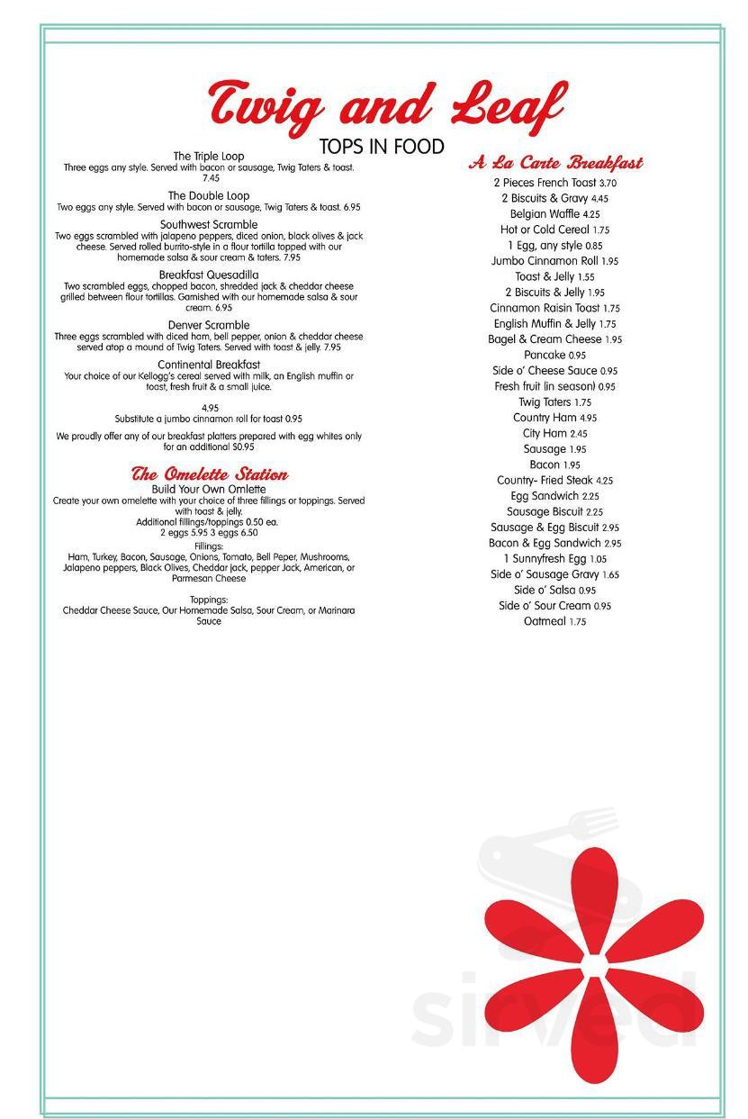 Twig And Leaf menu in Louisville, Kentucky, USA