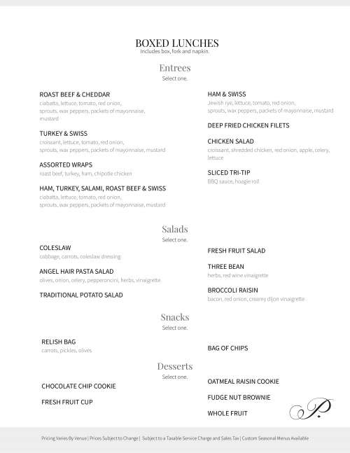 Pardini's Catering & Banquets menu in Fresno, California, USA