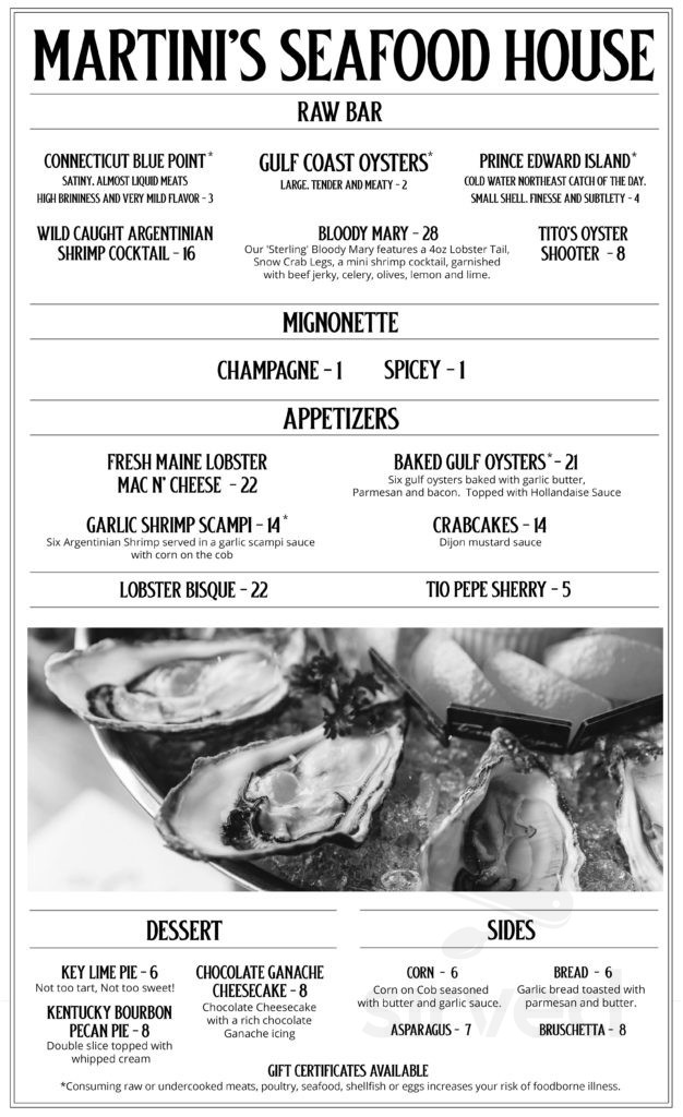 Martini's Seafood House menus in Fredericksburg, Texas, United States