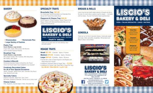 Liscio's Italian Bakery & Deli menu in Glassboro, New Jersey, USA