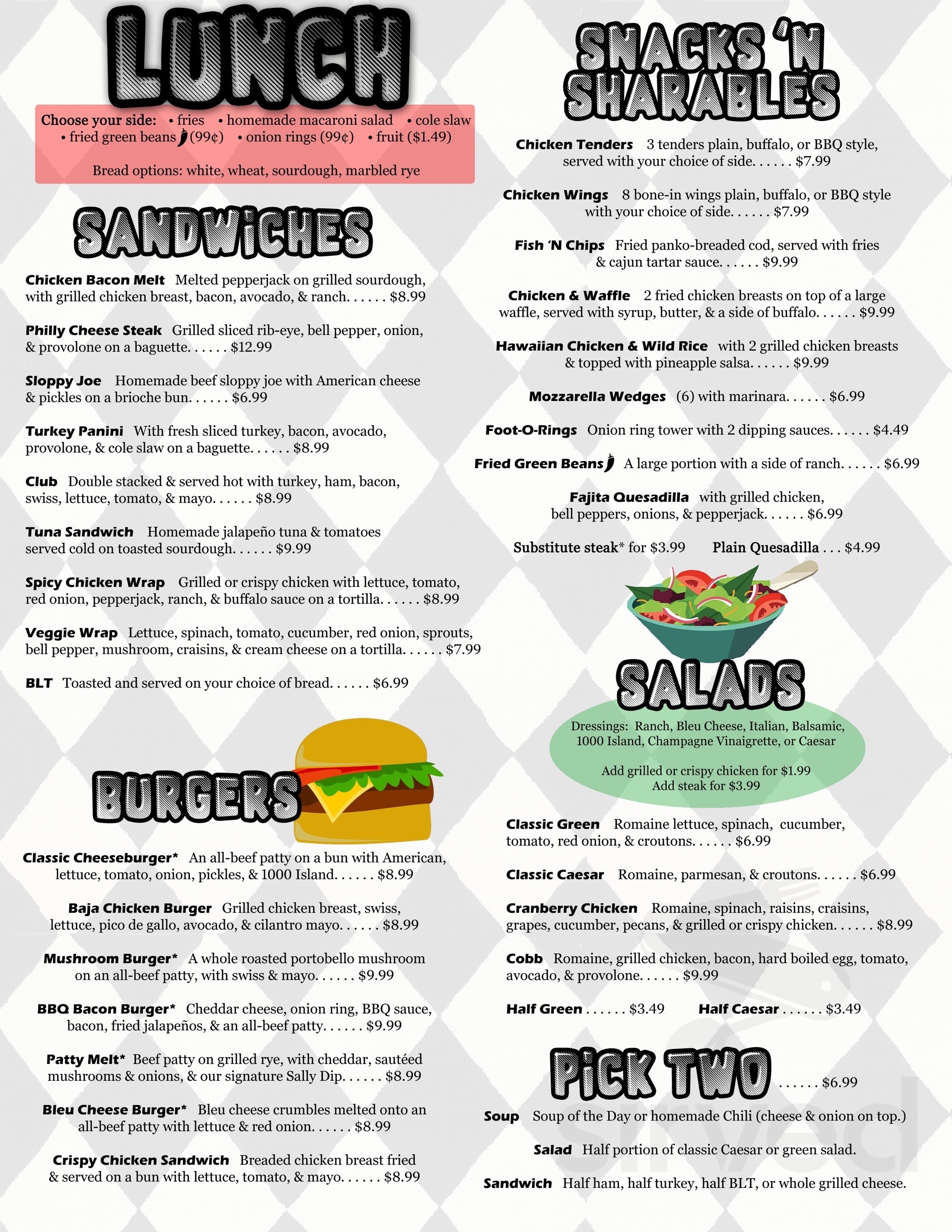 Mustang Sally's Diner menu in Henderson, Nevada, USA