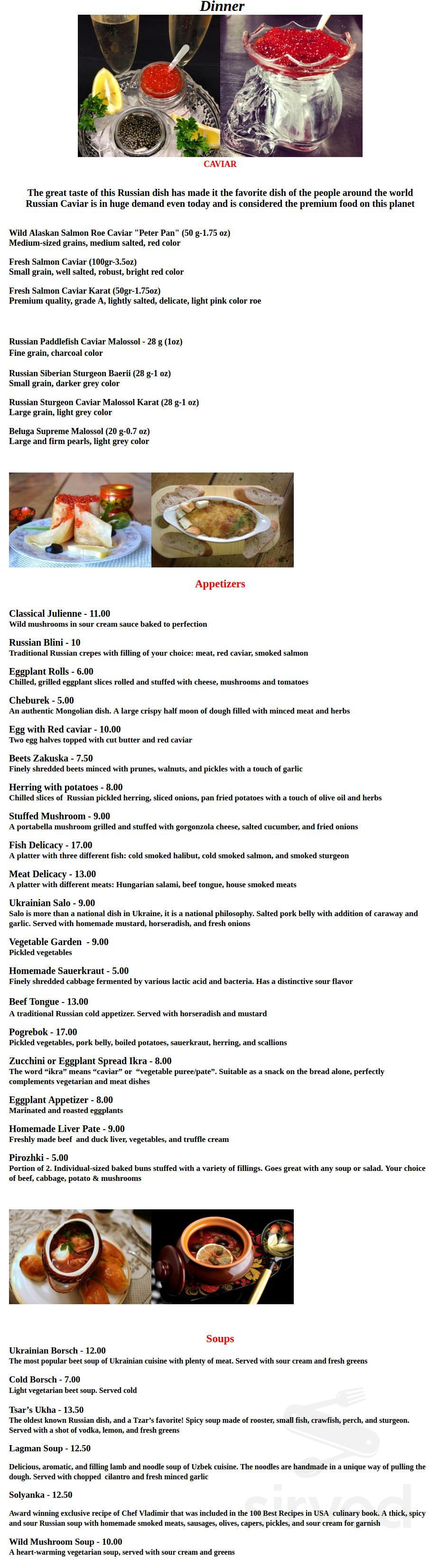 Menu for Russian House in Austin, TX | Sirved