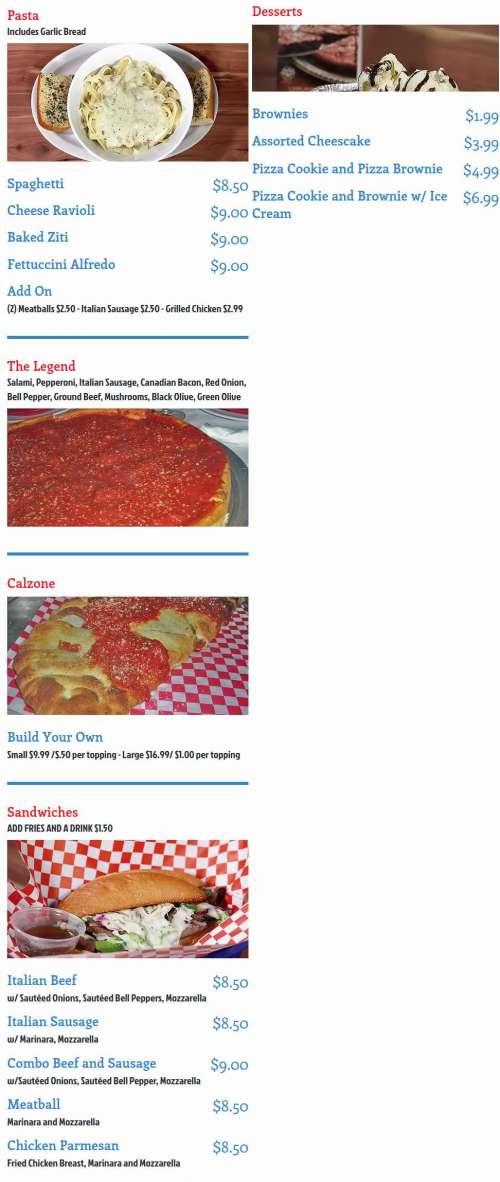 Zeppo's Pizza menu in Bakersfield, California, USA
