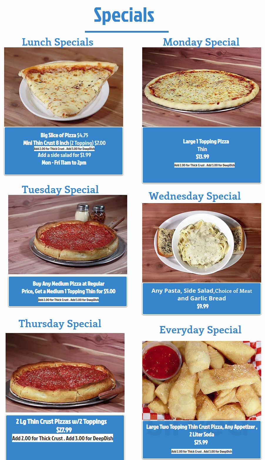 Cubbies Chicago Style Pizza menus in Bakersfield, California, United States