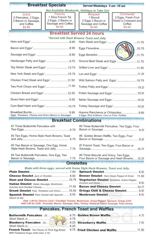 North Hollywood Diner menu in North Hollywood, California, USA