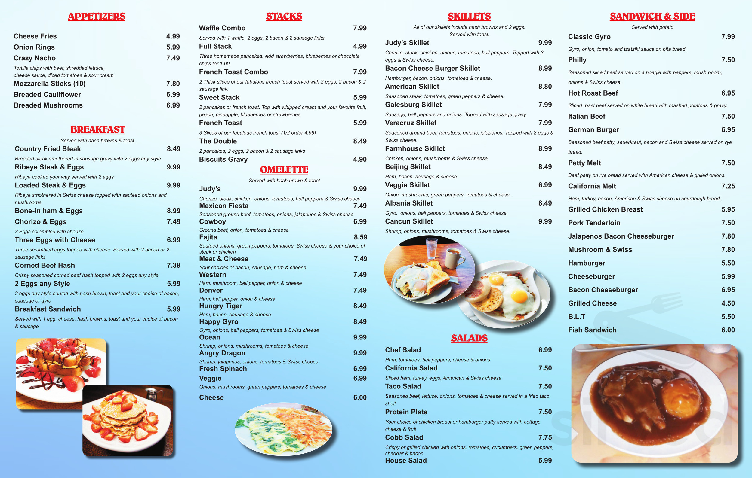 Judy's Family Cafe menu in Galesburg, Illinois, USA