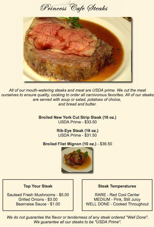 Princess Cafe menu in Beecher, Illinois, USA