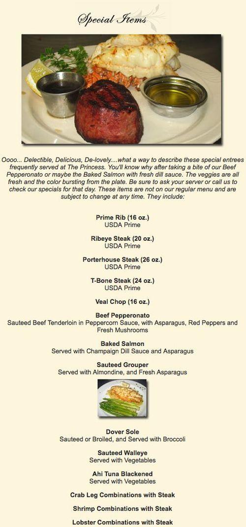 Princess Cafe menu in Beecher, Illinois, USA