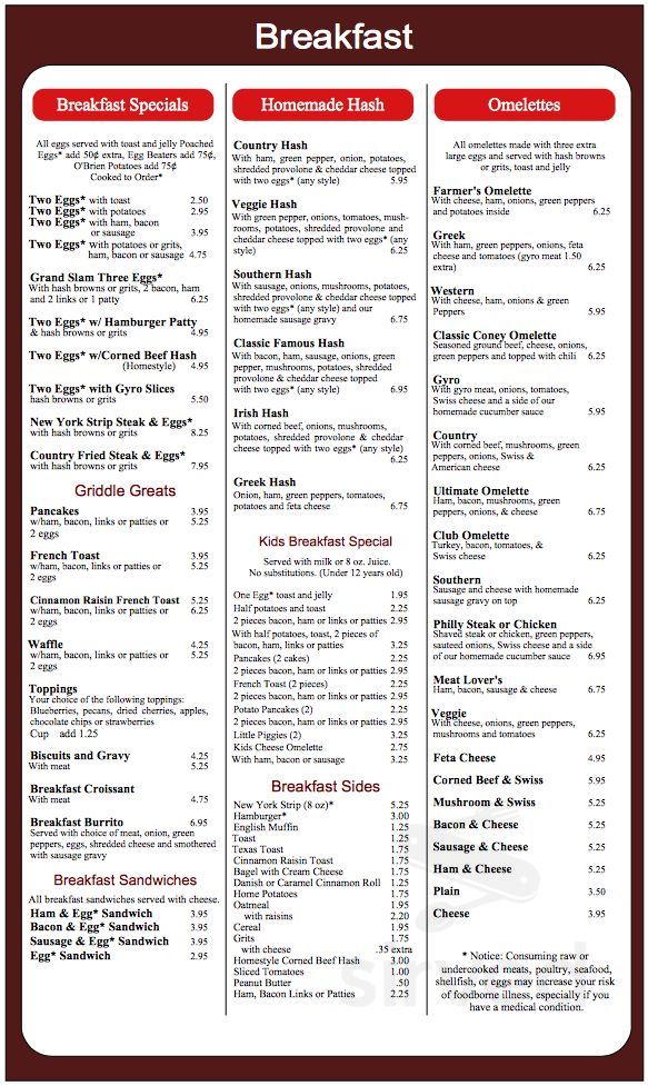 The Classic Coney Island menu in Genesee, Michigan, USA