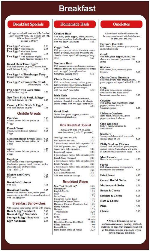 The Classic Coney Island menu in Genesee, Michigan, USA