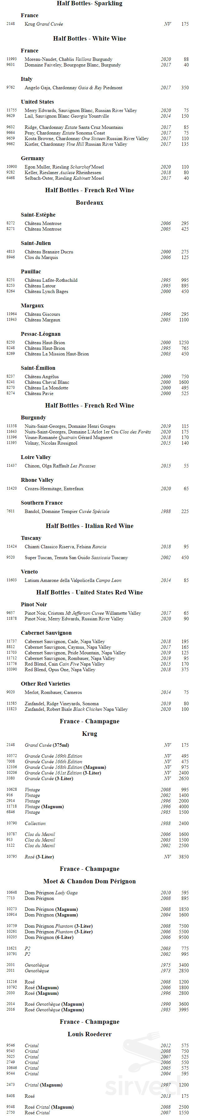 The Lobster Club menus in New York, New York, United States