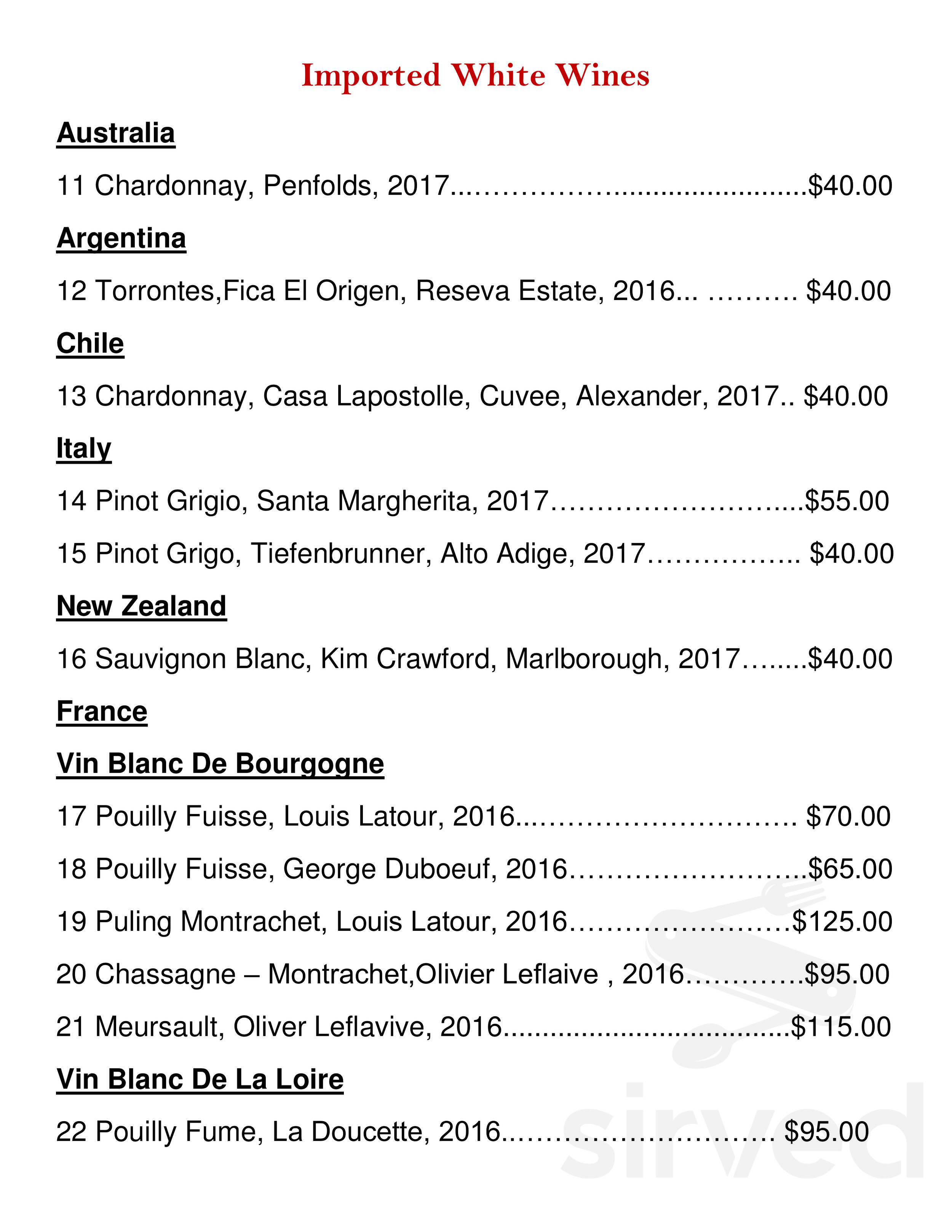 St Martins menus in Dallas, Texas, United States