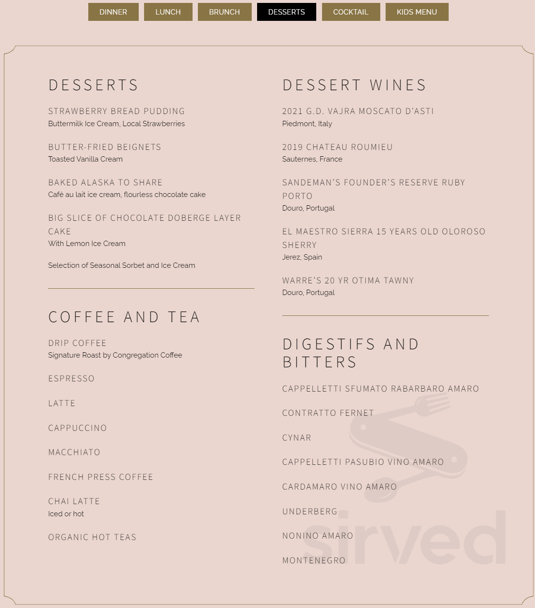 Miss River menu in New Orleans, Louisiana, USA