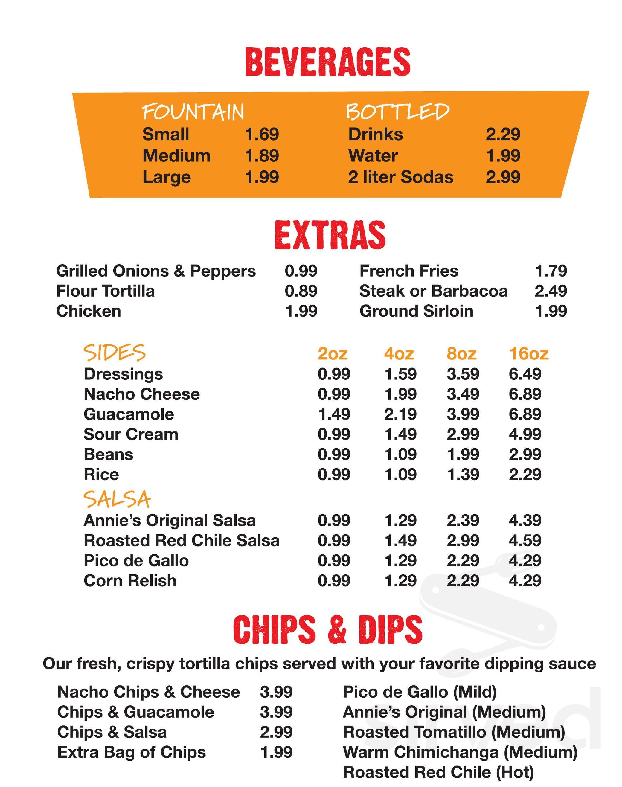 Mickey's Massive Burritos menu in La Salle, Illinois, USA