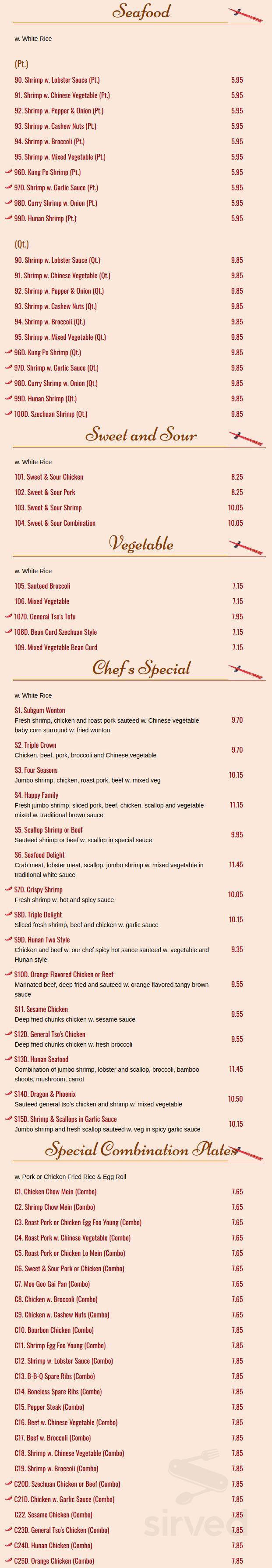 Menu for Han Xing Chinese food in Virginia Beach, VA | Sirved