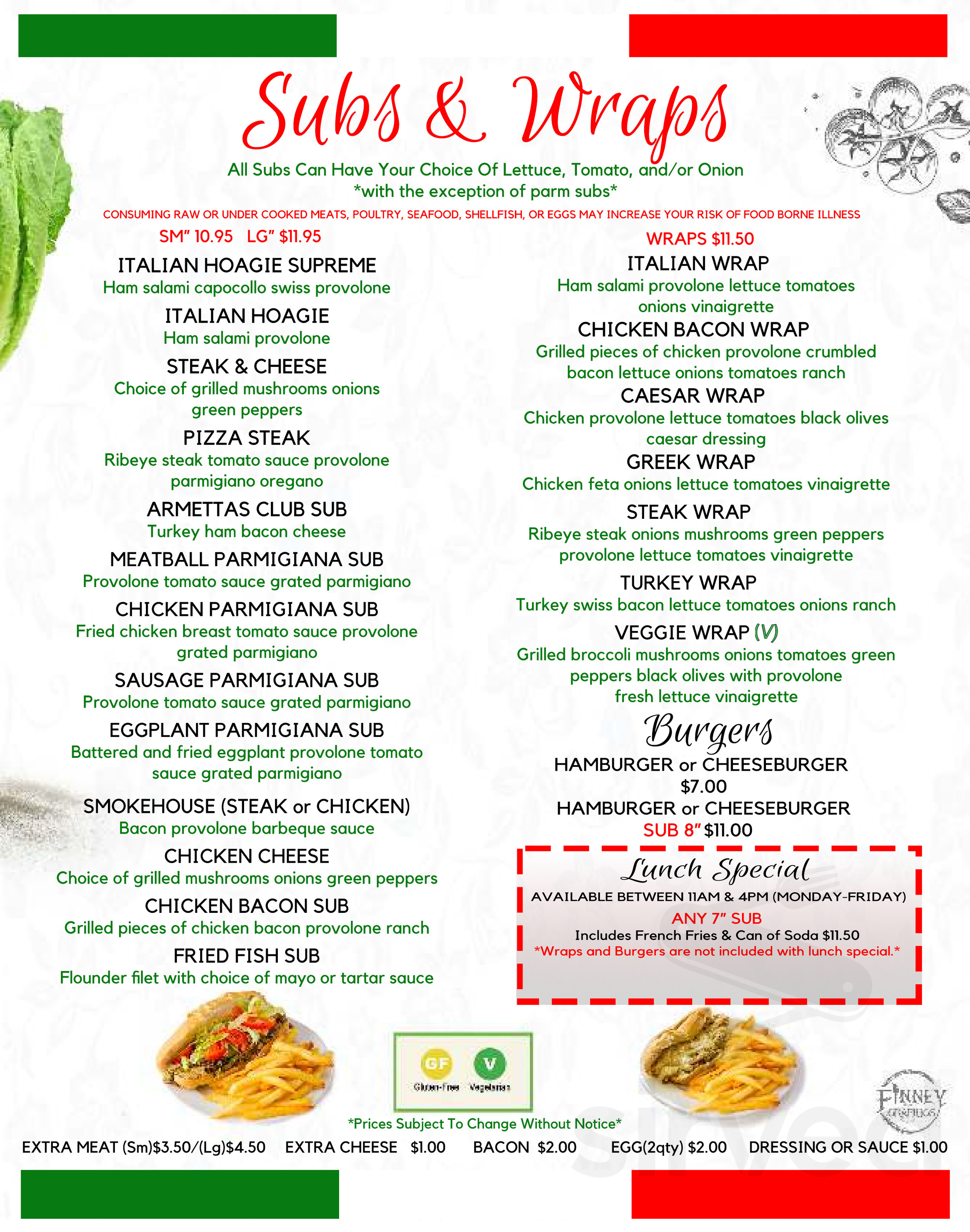 Tony's Pizza menu in Manassas, Virginia, USA