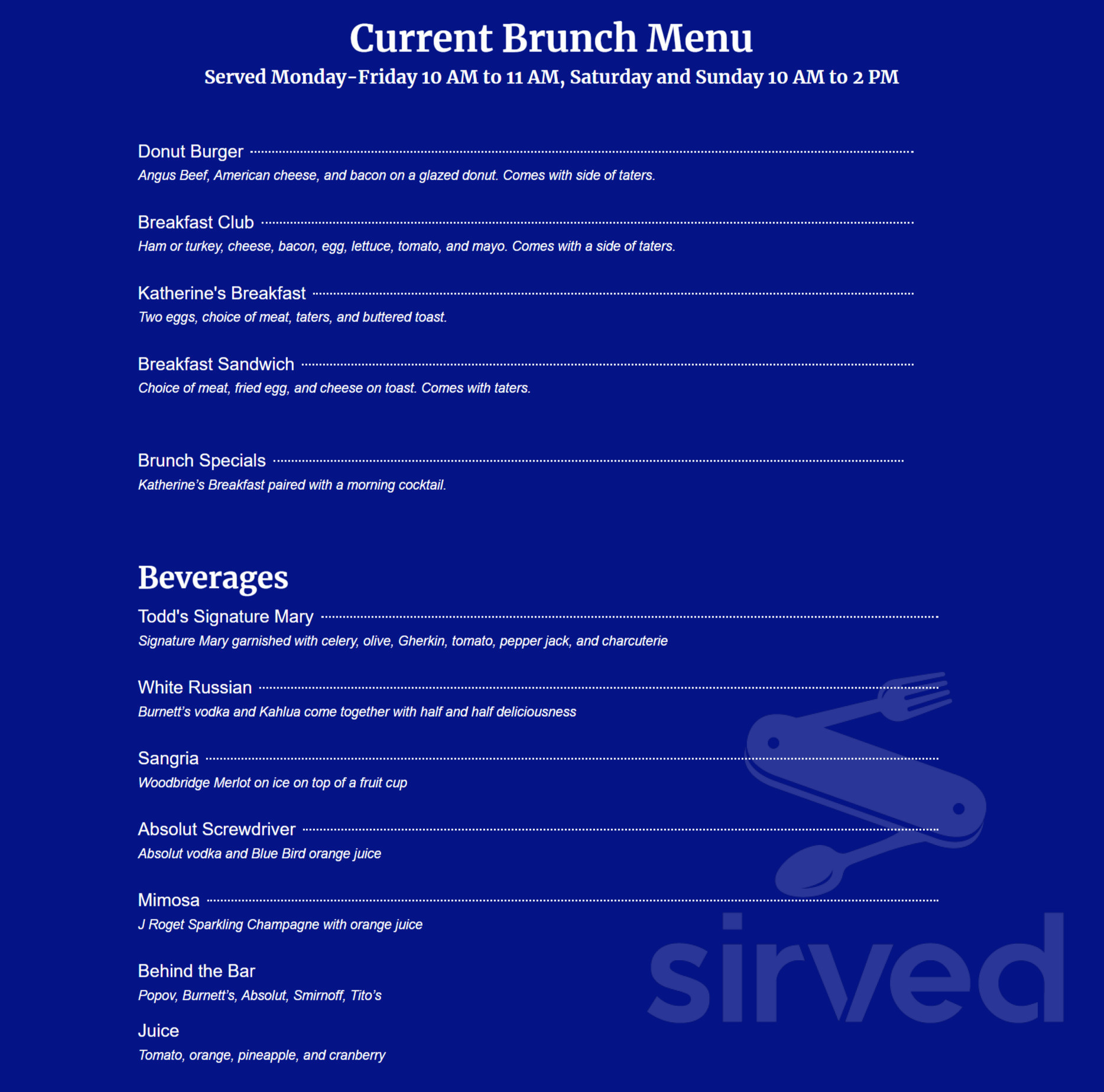 Menu for Katherine's Cafe in Nitro, WV | Sirved