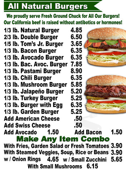 Tom's Place menus in Costa Mesa, California, United States