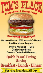 Menu for Tom's Place in Costa Mesa, CA | Sirved