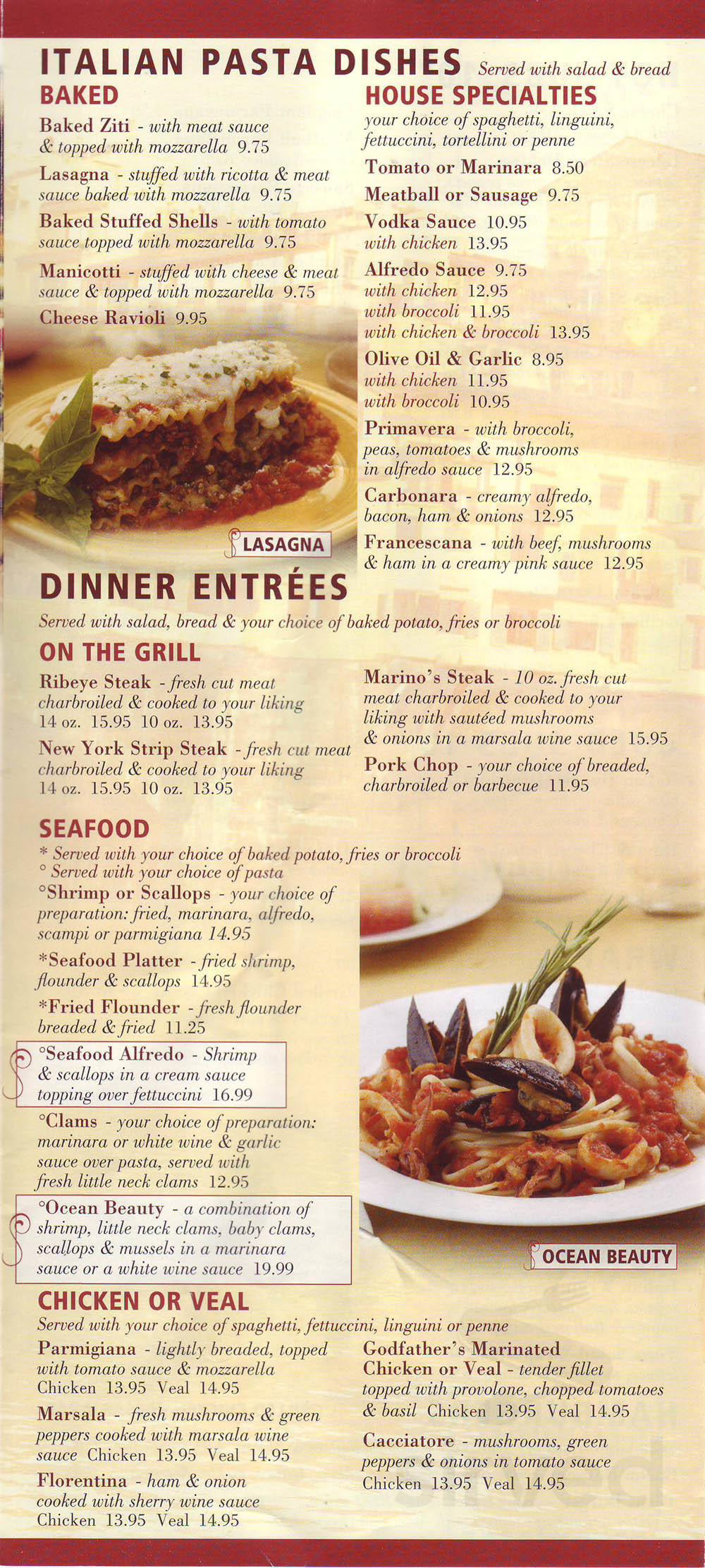 Marino's Italian Restaurant menu in Victoria, Virginia, USA