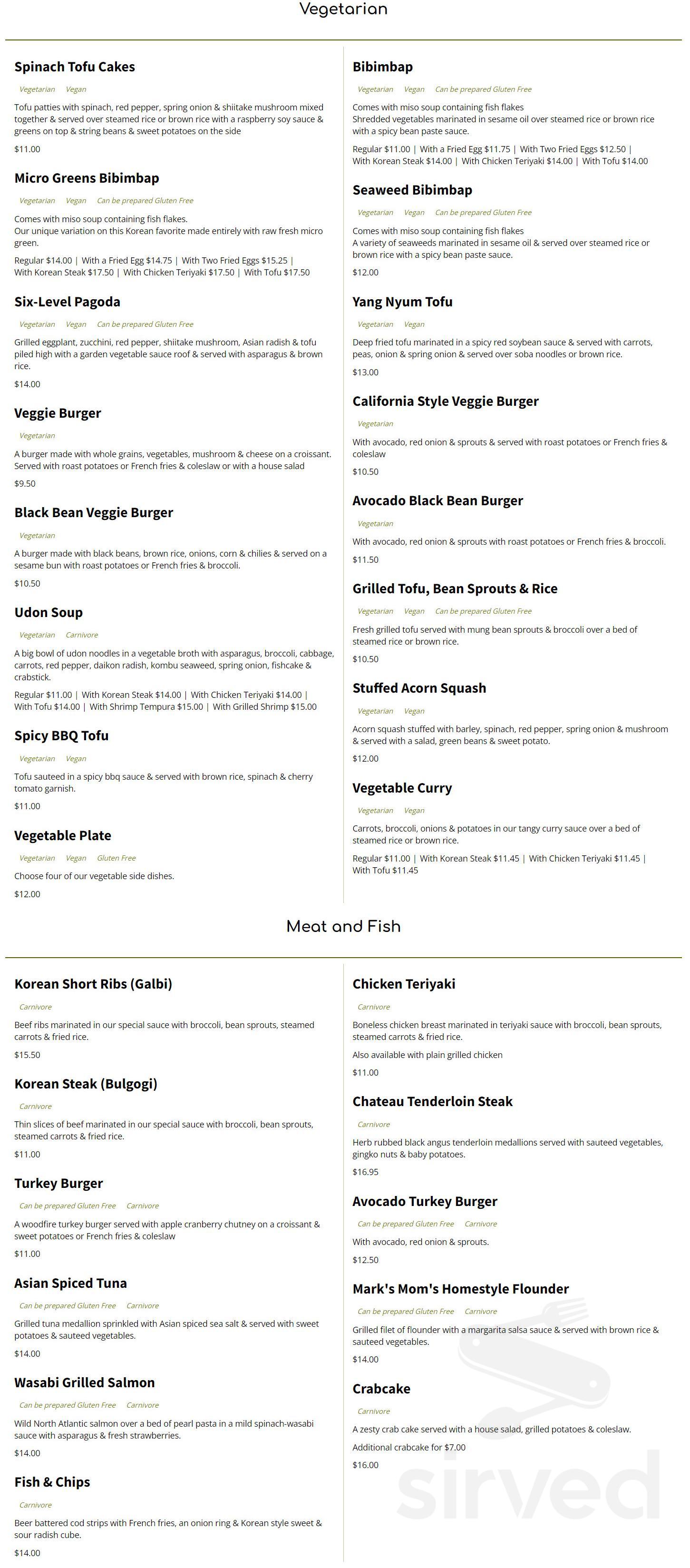 Mark's Kitchen menu in Takoma Park, Maryland, USA