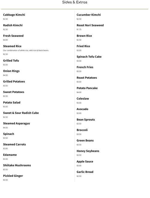 Mark's Kitchen menu in Takoma Park, Maryland, USA