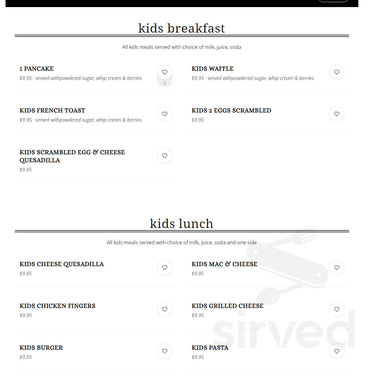 Cafe Volo menu in Westhampton Beach, New York, USA