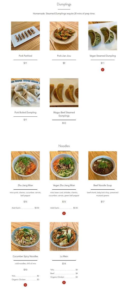 Sweet Chive menu in Austin, Texas, USA