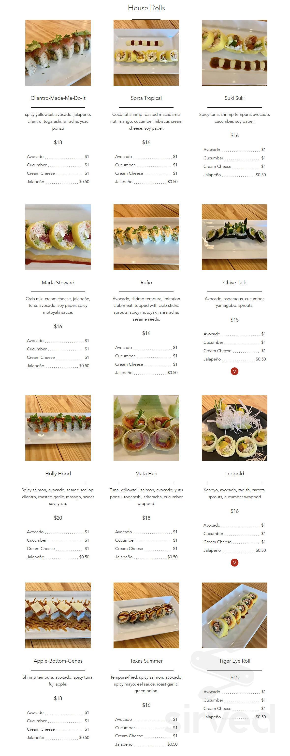 Sweet Chive menu in Austin, Texas, USA