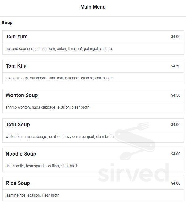 Mama Thai menu in Oak Park, Illinois, USA