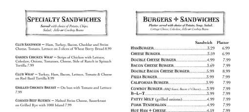 Menu for Klunder's Kafe in New Hampton, IA | Sirved