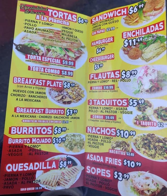 Wendy's Tortas Montebello menu in Montebello, California, USA