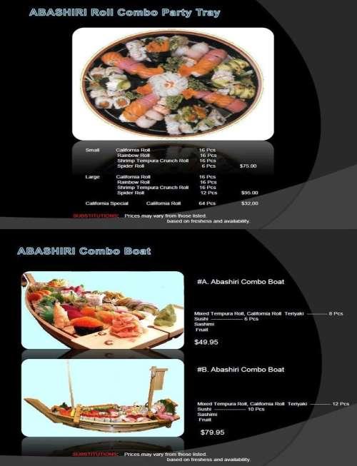 Abashiri Japanese Restaurant menu in Bloomingdale, Illinois, USA