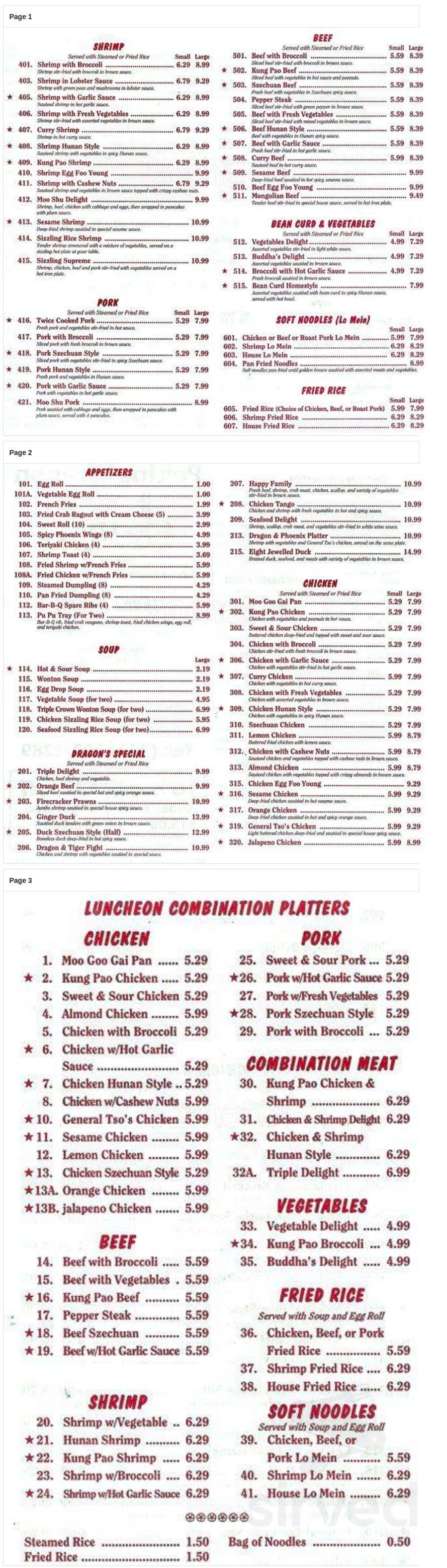 Menu for Peking Dragon in DeSoto, TX | Sirved