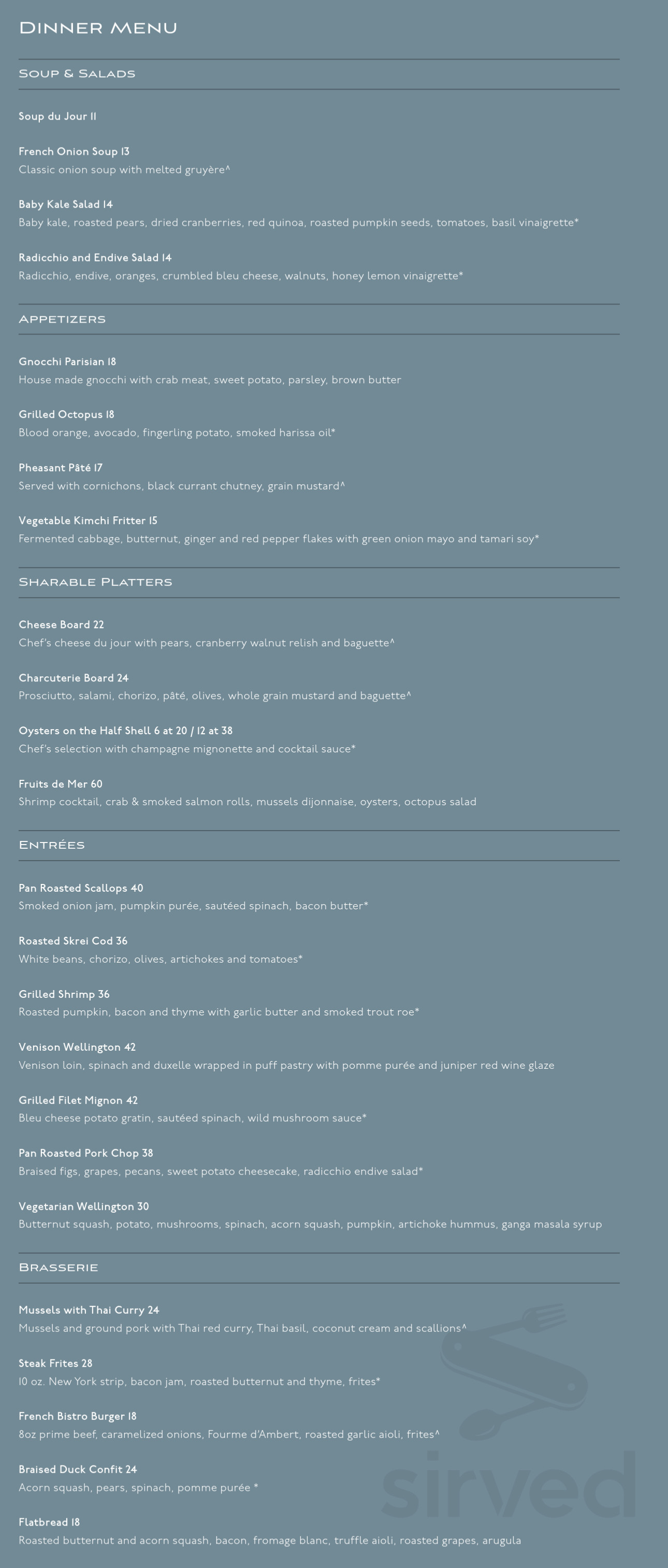 Golden Pheasant Inn menu in Erwinna, Pennsylvania, USA