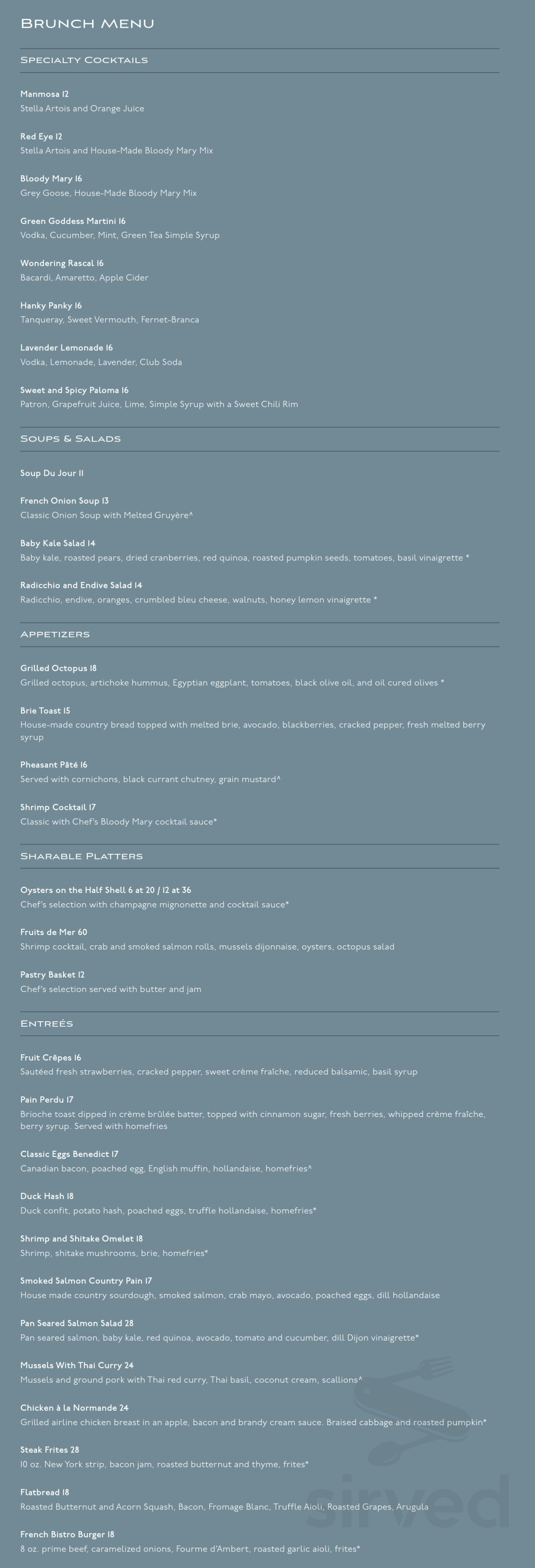 Golden Pheasant Inn menu in Erwinna, Pennsylvania, USA