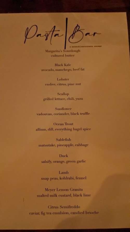 Pasta|Bar menu in Encino, California, USA