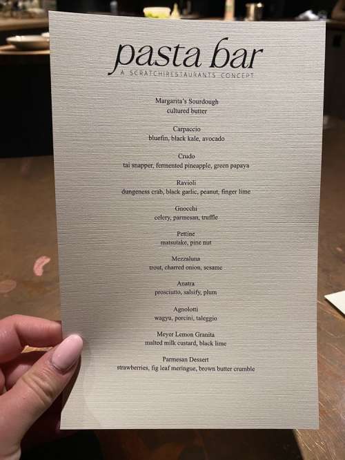Pasta|Bar menu in Encino, California, USA