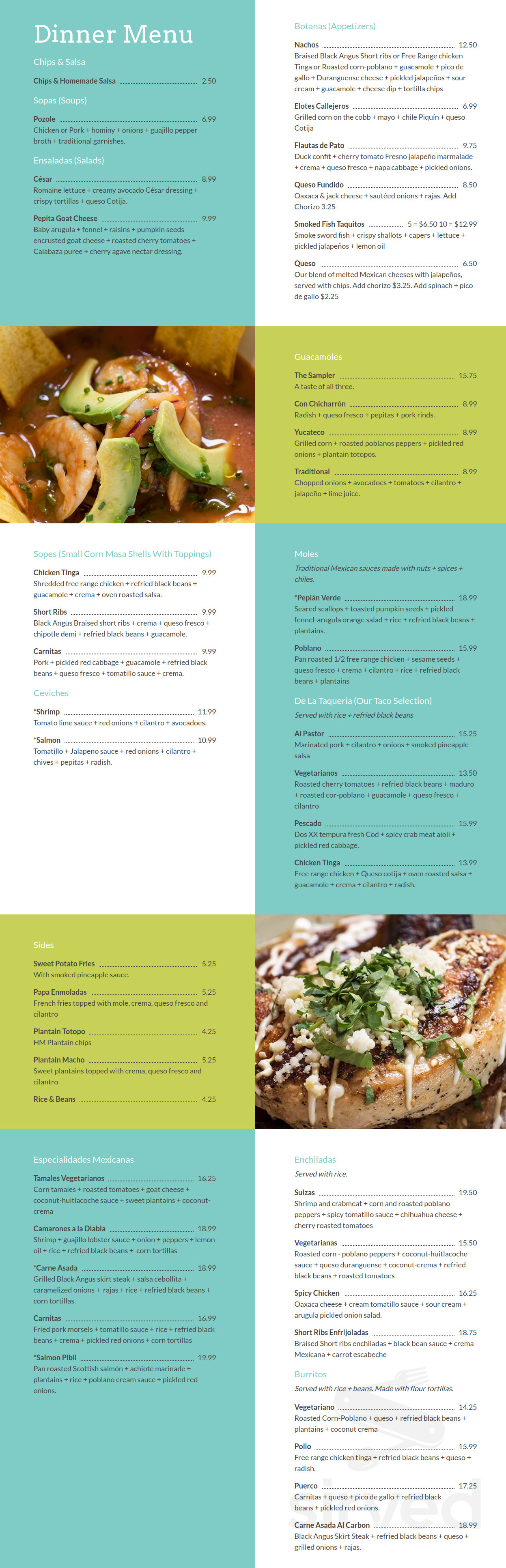 Menu - Louisville KY's Guaca Mole Modern Mexican | Sirved