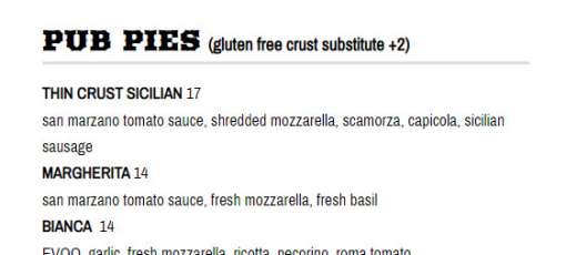 Menu for The Pub at 333 in Oakmont, PA | Sirved