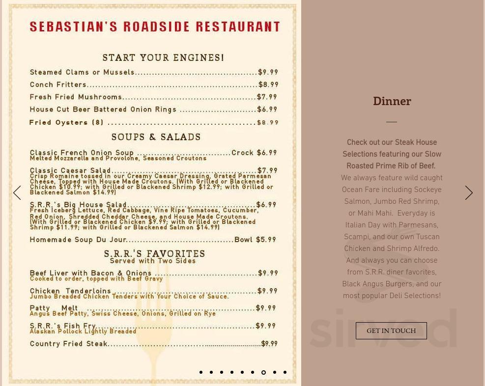 Sebastian's Roadside Restaurant menu in Sebastian, Florida, USA