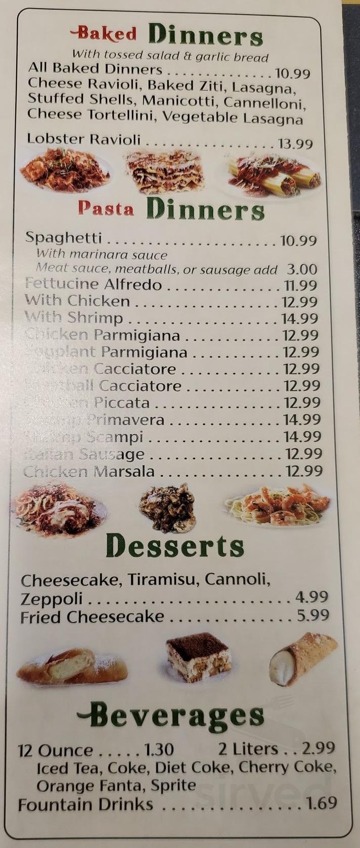 Rino's Pizza menu in Jacksonville, Florida, USA