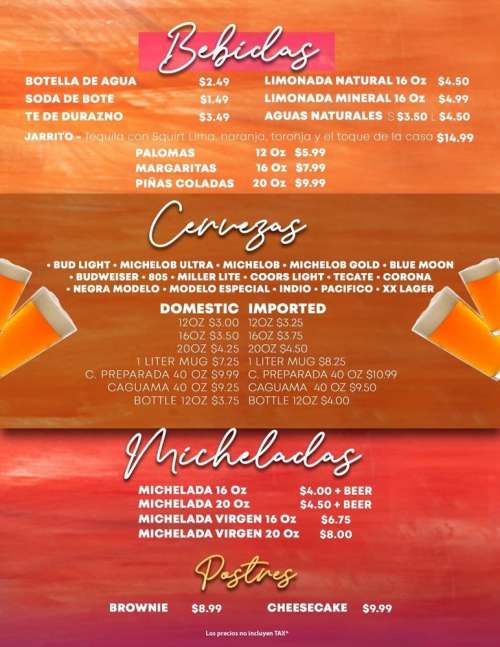 La malquerida menu in San Luis, Arizona, USA
