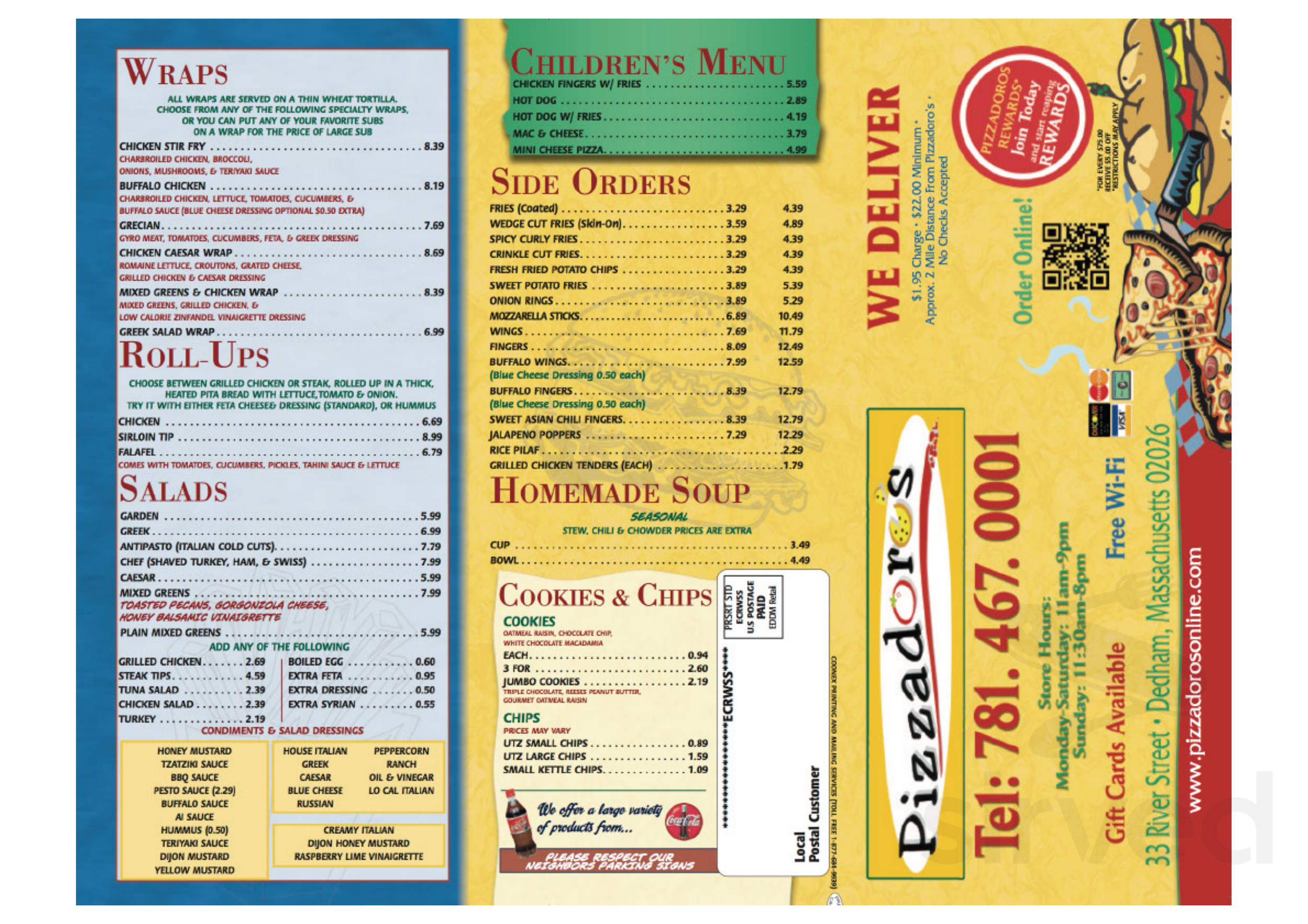 Menu - Dedham MA's Pizzadoro's | Sirved