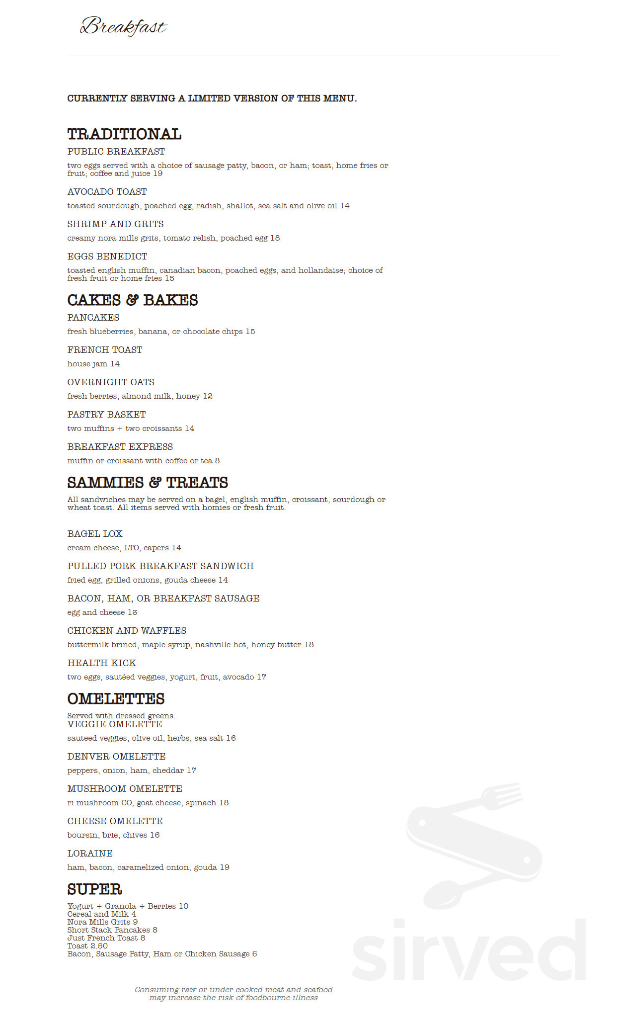 Public Kitchen And Bar menu in Providence, Rhode Island, USA
